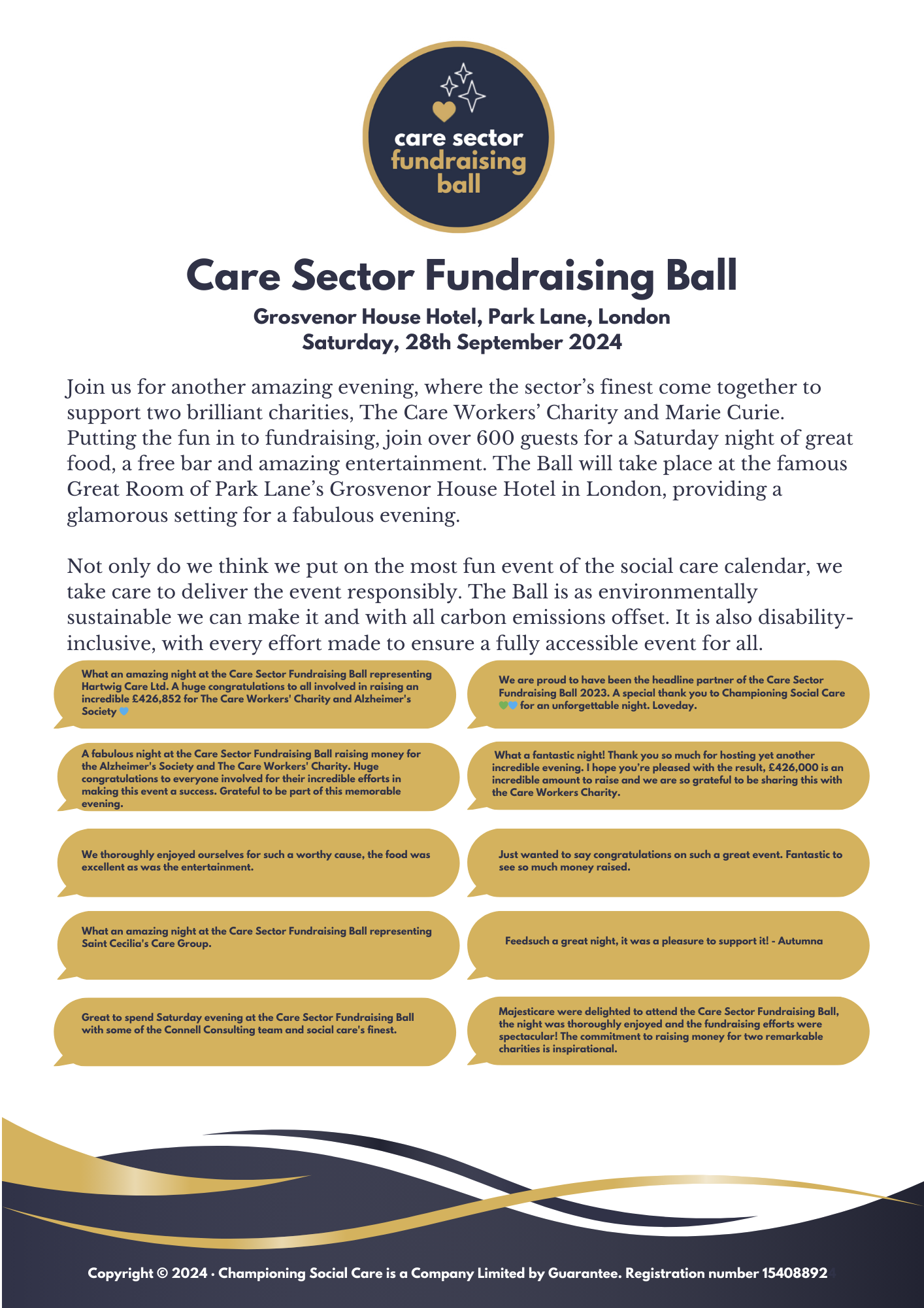 Care Sector Fundraising Ball 2024 Partner Packages • Championing Social ...
